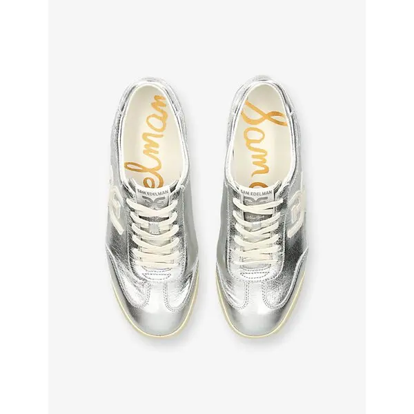Sam Edelman Ivey Metallic Leather Low-top Trainers - Silver