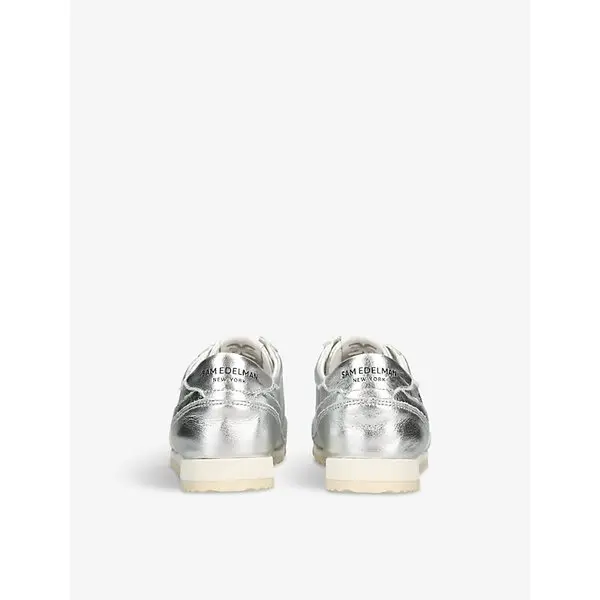 Sam Edelman Ivey Metallic Leather Low-top Trainers - Silver
