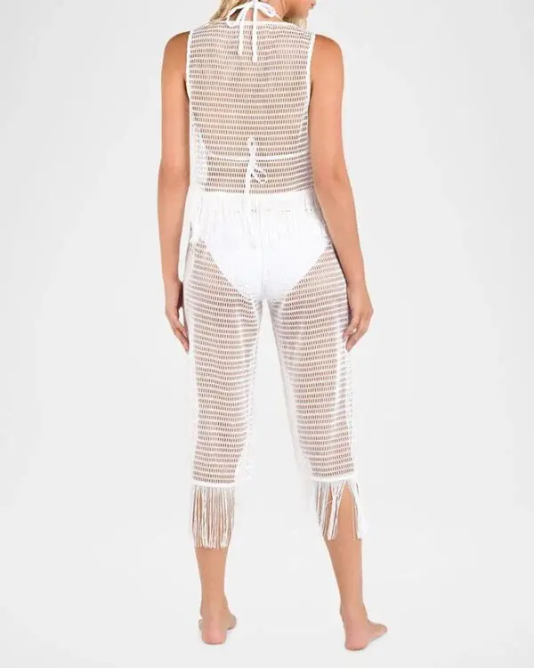 La Blanca Crochet Tank Top With Fringe