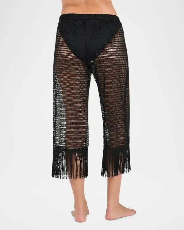 La Blanca Open-knit Crochet Cropped Pants - Black