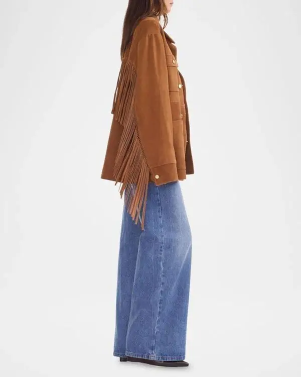 Cynthia Rowley Fringe-trim Faux Suede Jacket