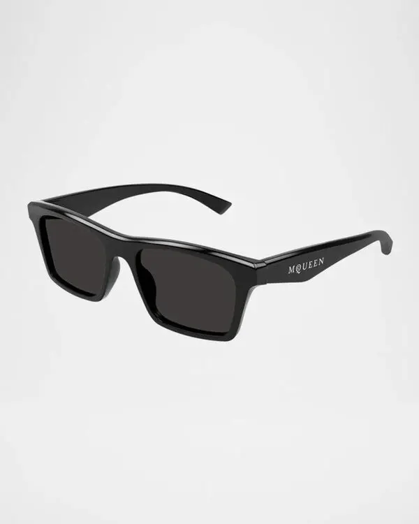 Alexander McQueen Rectangle Sunglasses - Shiny Solid Black