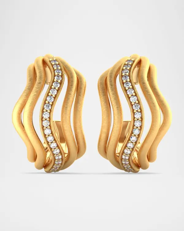 JAMIE TURNER 18k Sierra Huggie Earrings With Diamonds - Yellow Gold