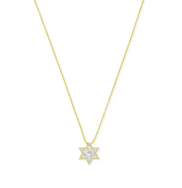 CADAR 18k Gold Star Of David Diamond Pendant Necklace - One-color