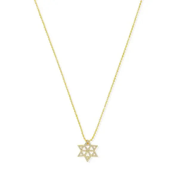 CADAR 18k Gold Star Of David Diamond Pendant Necklace - One-color