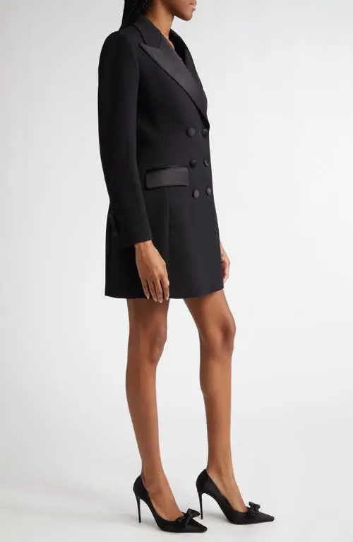 Dolce & Gabbana Hourglass Double Breasted Long Wool & Silk Blend Tuxedo Jacket