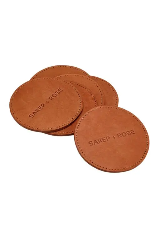 SAREP + ROSE Leather Coasters - Cinnamon Brown