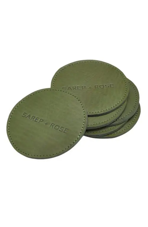 SAREP + ROSE Leather Coasters - Dark Green