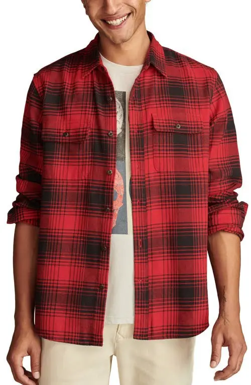 Lucky Brand Plaid Cloud Soft Flannel Button-up Shirt - Red Multi