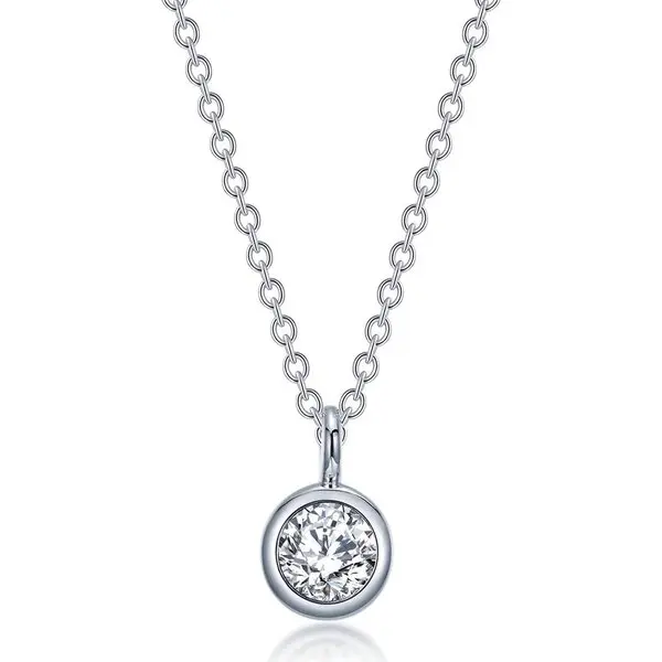 Lafonn Simulated Diamond Bezel Set Pendant Necklace - Silver