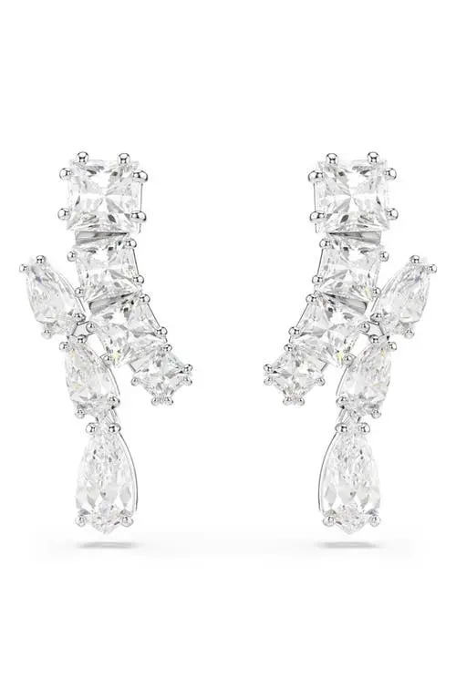 SWAROVSKI Matrix Drop Earrings - White/ Silver