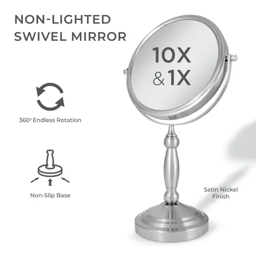 ZADRO Makeup Mirror With 10x/1x Magnifications - Satin Nickel