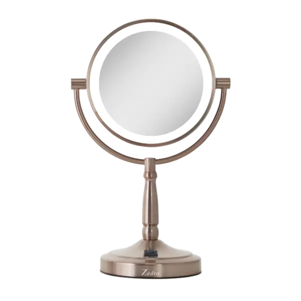 ZADRO Lighted Makeup Mirror With 10x/1x Magnifications & Cordless - Rose Gold