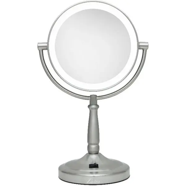 ZADRO Lighted Makeup Mirror With 10x/1x Magnifications & Cordless - Satin Nickel