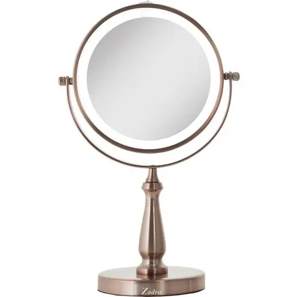 ZADRO Lighted Makeup Mirror With 8x/1x Magnifications - Rose Gold