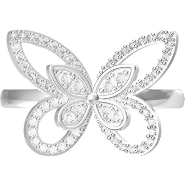 DONATELLO GIAN Name Crystal Butterfly Ring - Silver