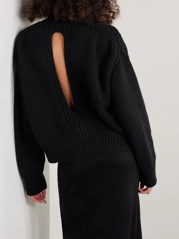 Sasuphi Oversized Cutout Ribbed Cashmere Turtleneck Sweater