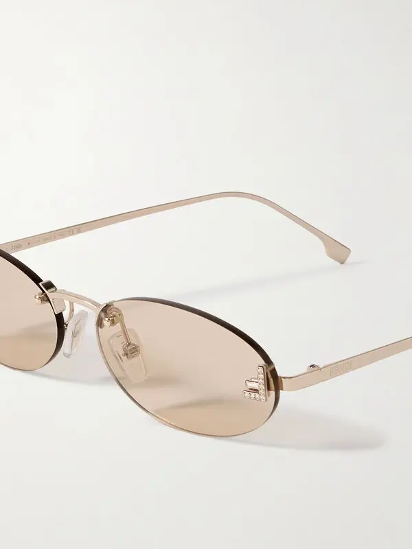 Fendi Rimless Oval Sunglasses - Rose Gold