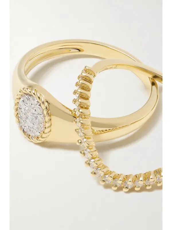 Yvonne Léon 9-karat Diamond Signet Ring Set