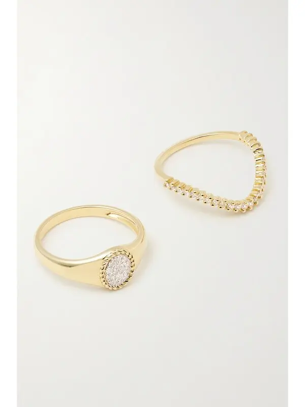 Yvonne Léon 9-karat Diamond Signet Ring Set