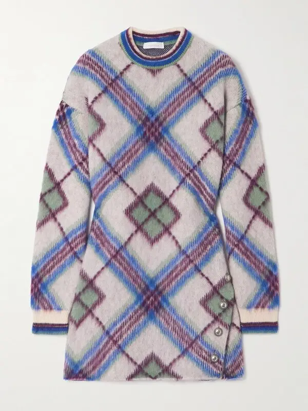 Rabanne Checked Knitted Mini Dress