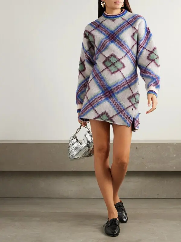 Rabanne Checked Knitted Mini Dress