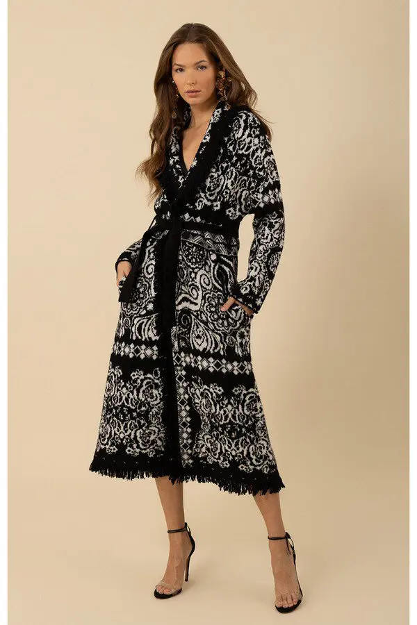 Hale Bob Haisley Wool Blend Jacquard Sweater Maxi