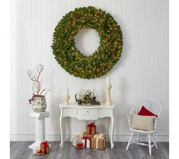 NEARLY NATURAL 5' Giant Christmas Wreath - One-color