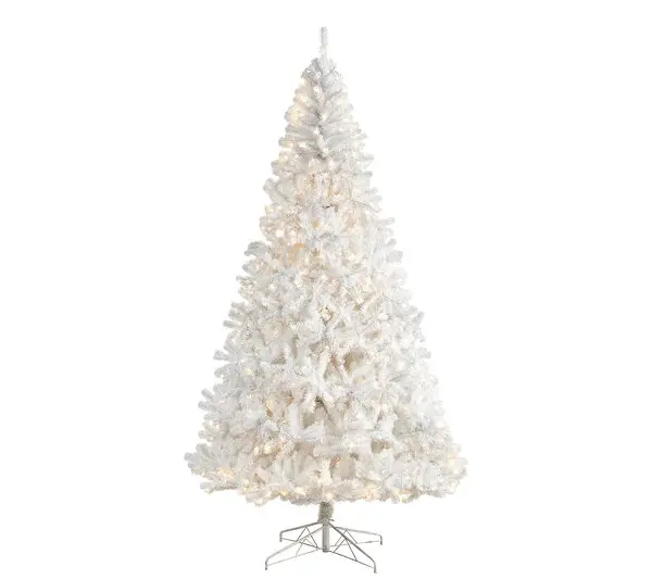 NEARLY NATURAL 9' White Christmas Tree With 650 Led Lights - One-color