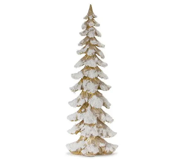 MELROSE Gold Flocked Pine Tree 26'h