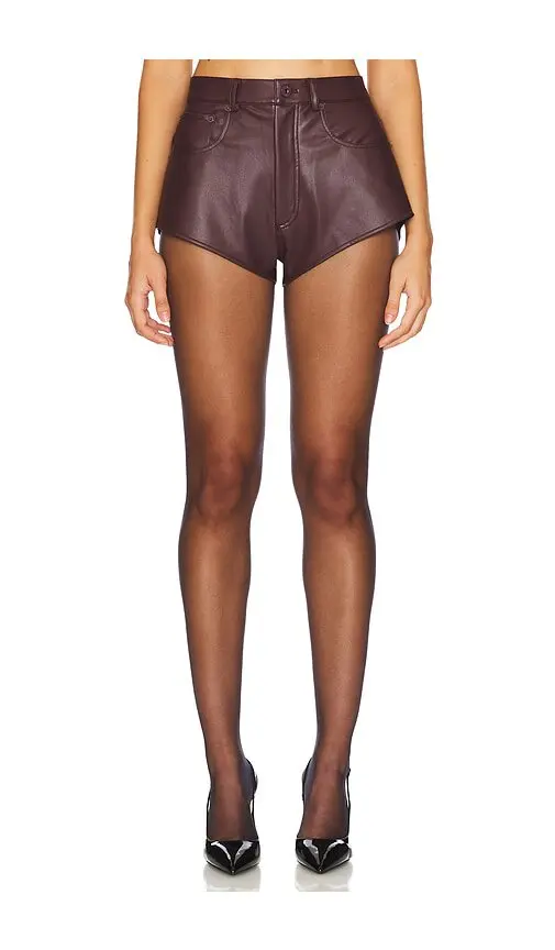 Lapointe Stretch Faux Leather Mini Short - Mulberry