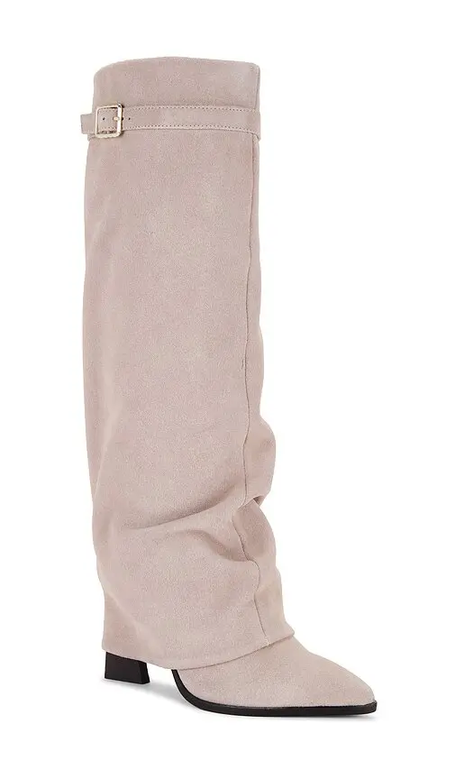 Free People Felicity Foldover Suede Boots - Dust Bunny