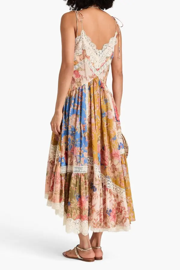 Zimmermann Lace-trimmed Floral-print Maxi Dress