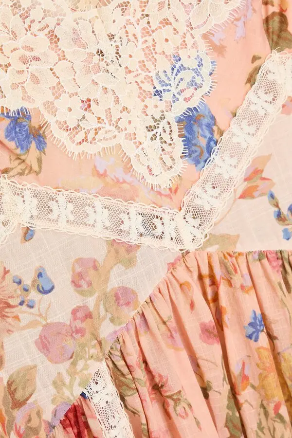 Zimmermann Lace-trimmed Floral-print Maxi Dress