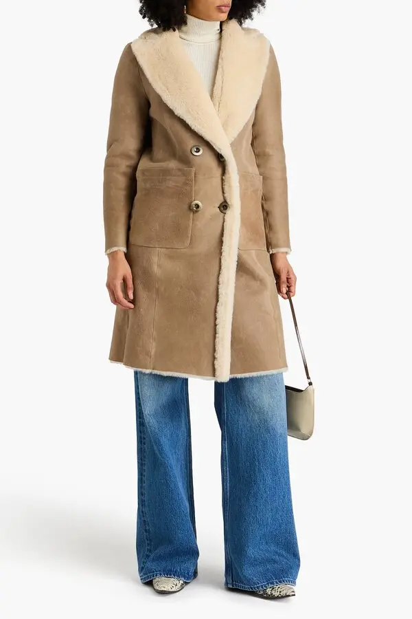 DOM GOOR Double-breasted Reversible Shearling Coat