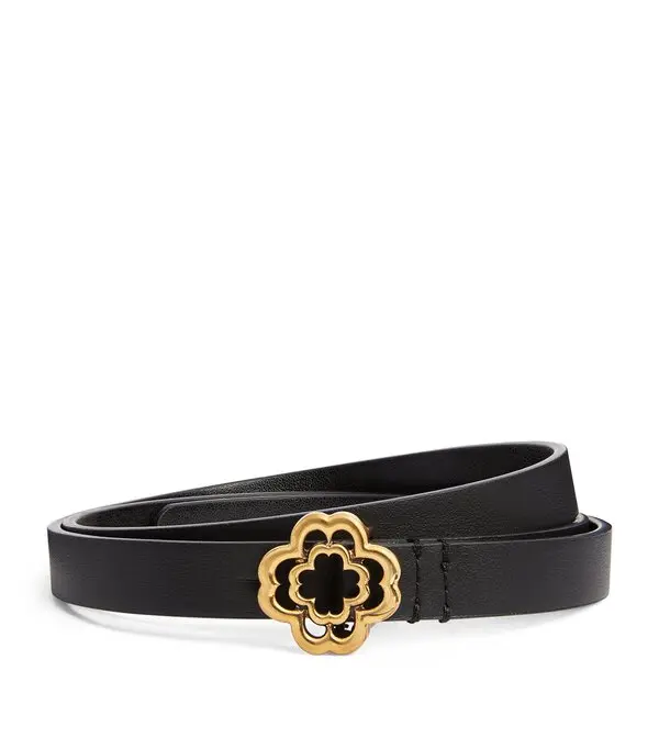 Maje Leather Skinny Belt - Black