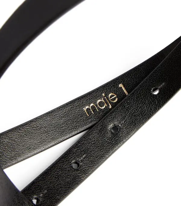 Maje Leather Skinny Belt - Black