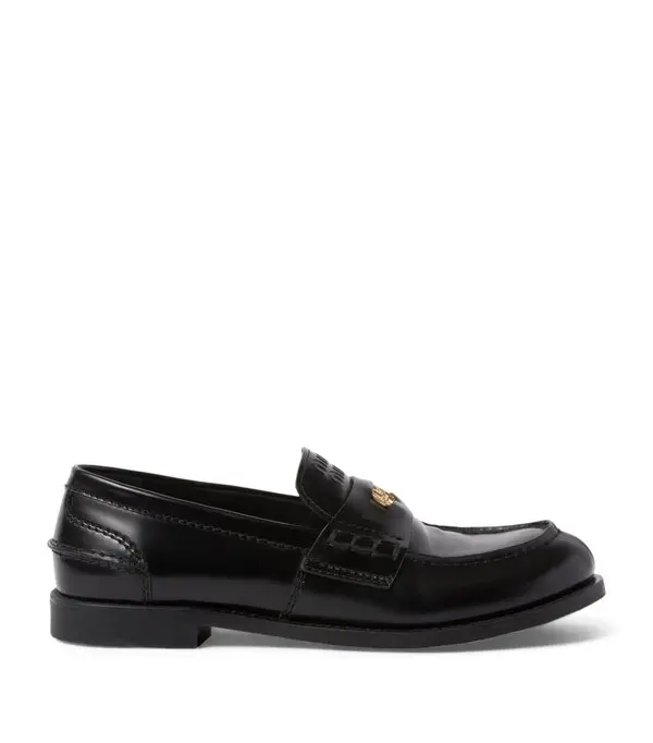 Miu Miu Brushed-leather Embossed Loafers