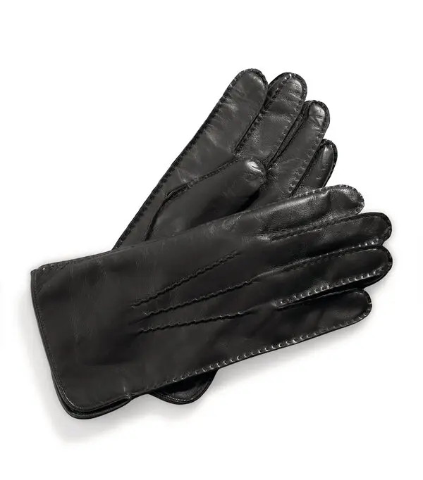 ASPINAL OF LONDON Cashmere-wool Lined Leather Gloves - Black