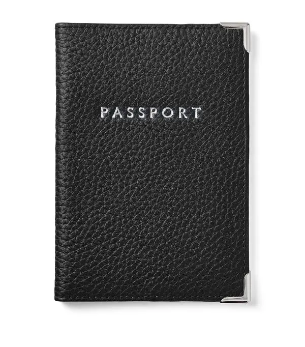 ASPINAL OF LONDON Leather Passport Cover - Black