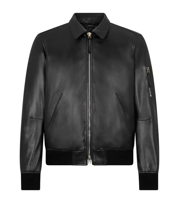 TOM FORD Leather Bomber Jacket - Black