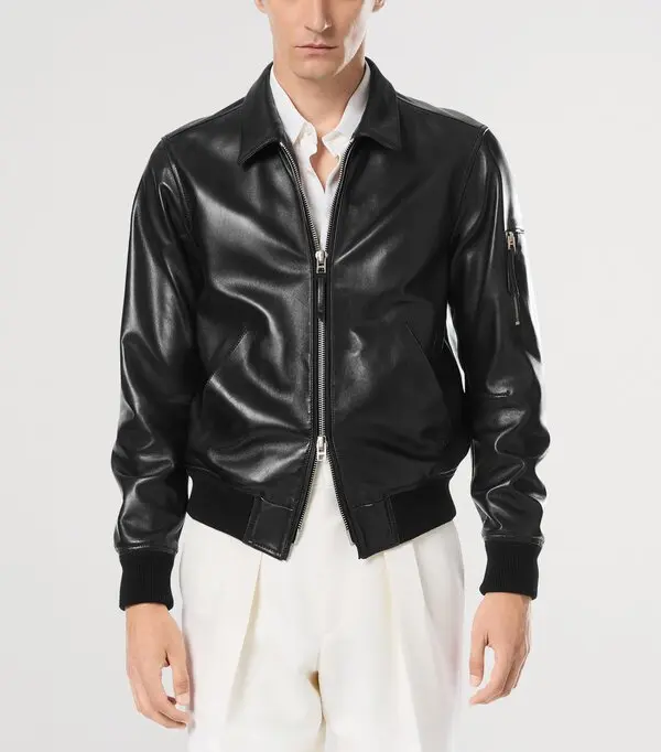 TOM FORD Leather Bomber Jacket - Black