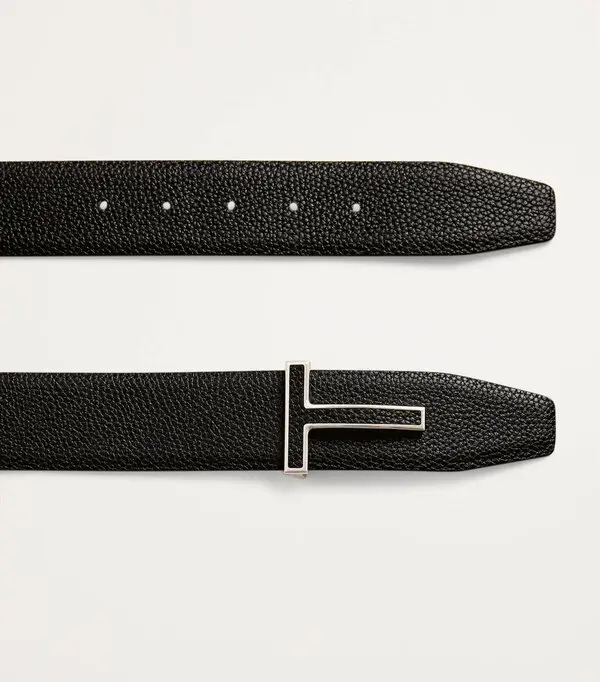 TOM FORD Leather Reversible T Icon Belt