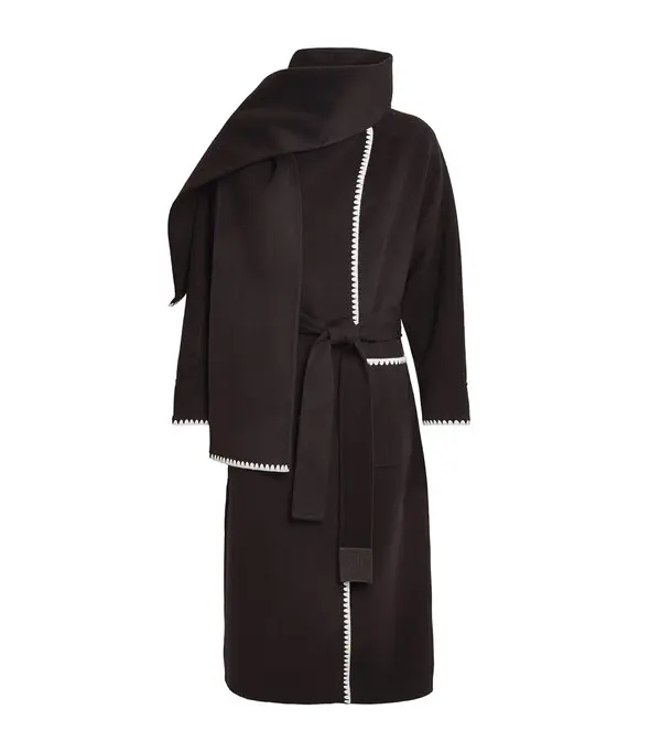 Maje Wool-blend Wrap Coat With Scarf