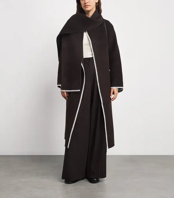 Maje Wool-blend Wrap Coat With Scarf