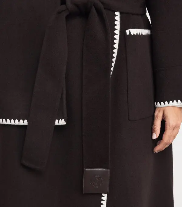 Maje Wool-blend Wrap Coat With Scarf
