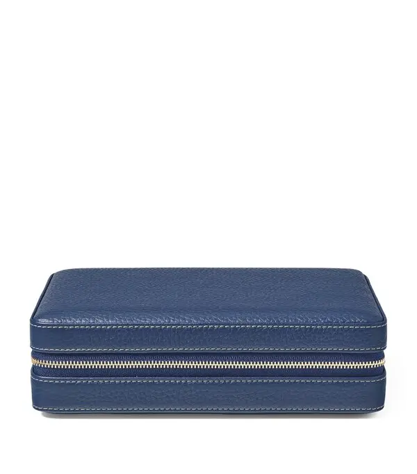ASPINAL OF LONDON Large Leather Jewellery Case - Blue