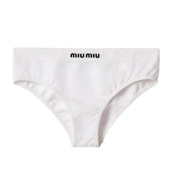 Miu Miu Ribbed Seamless Briefs - White