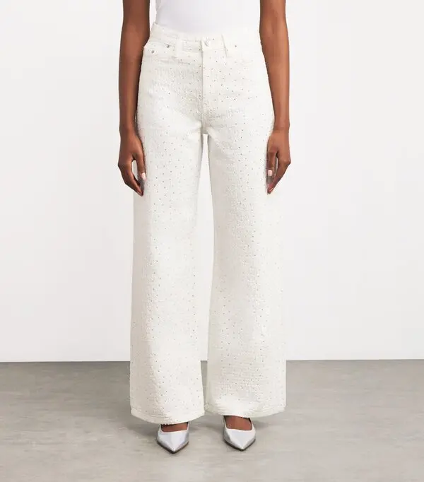Maje Embellished Wide-leg Jeans