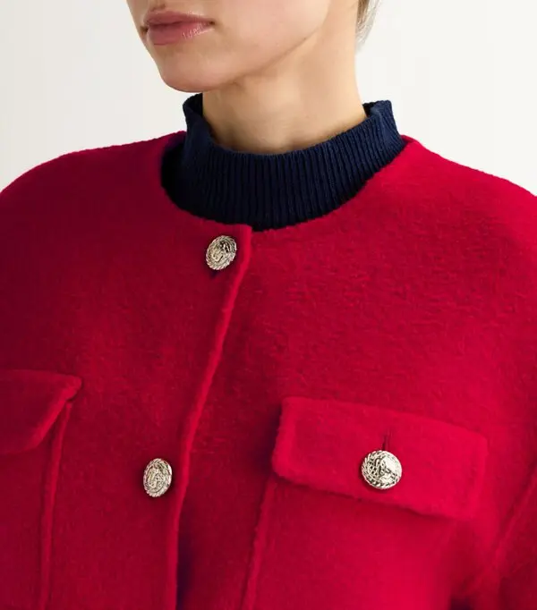 Maje Wool-blend Double-faced Jacket With Tie Detail